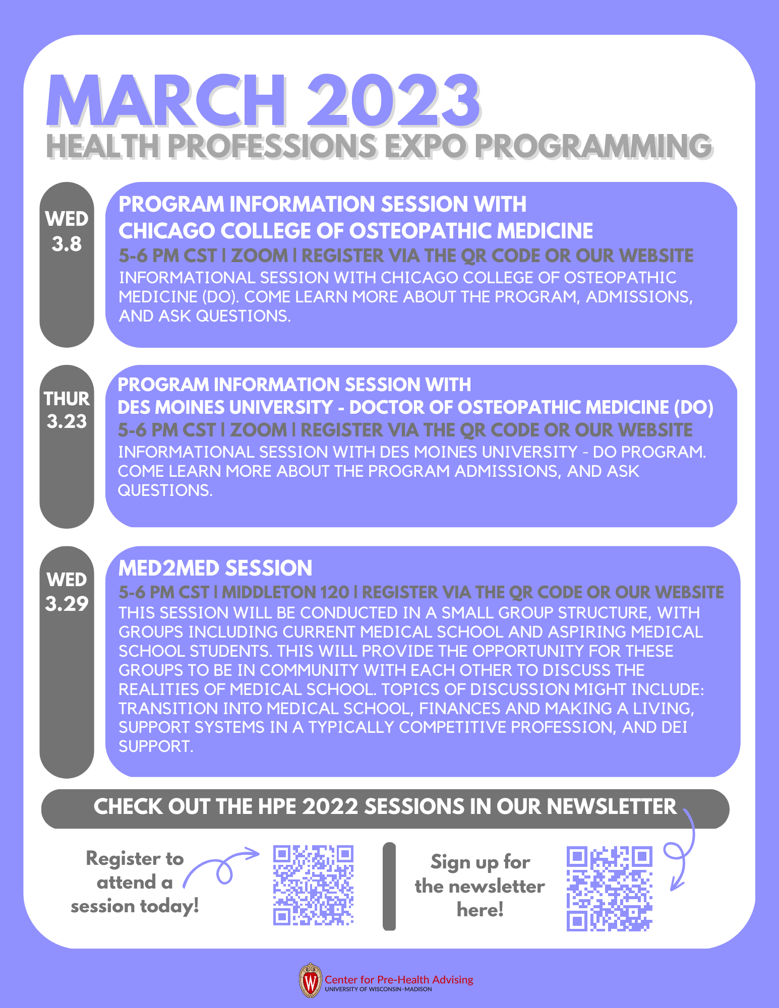Health Professions Expo – Center for Pre-Health Advising – UW–Madison